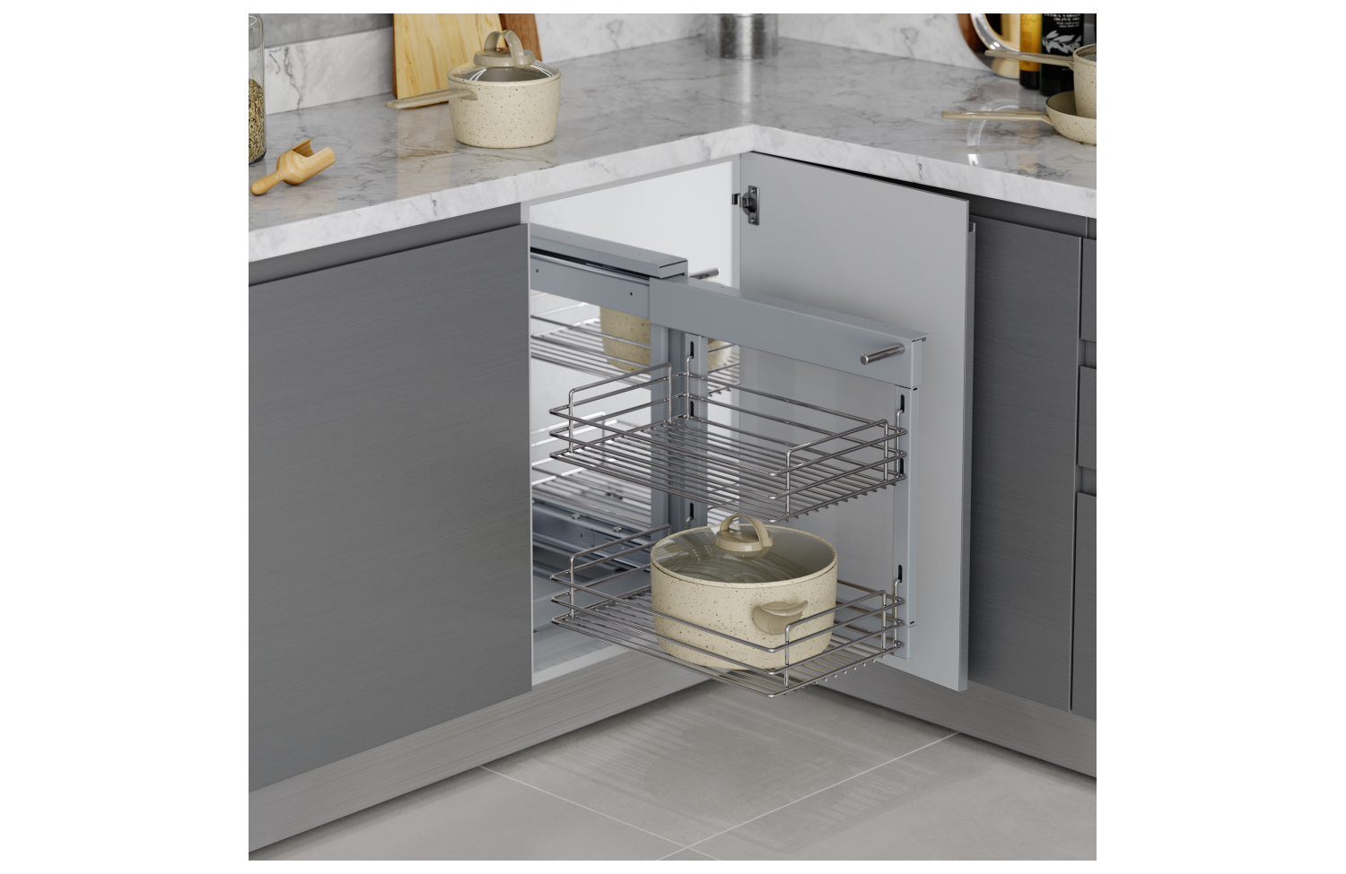 Sistema de Rincón Extraíble Suprastar para Mueble de Cocina - Acero ...